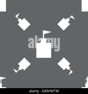 tower icon. Set Flat modern. Seamless pattern on a gray background ...