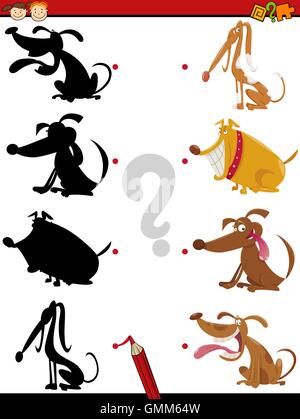 shadow game for kids with cartoon dogs coloring page Stock Vector Image ...