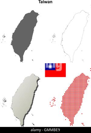 China and Taiwan Map Flag. Map of China and Taiwan with the Chinese ...