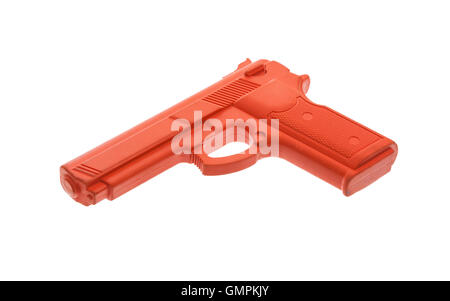 Dirty red training gun isolated on white, law enforcement Stock Photo ...