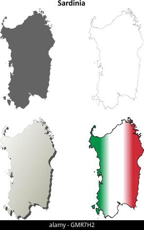 Sardinia map. Blank vector map of the Island. Borders of Sardinia for ...