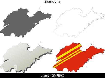 Shandong province outline map set Stock Vector Image & Art - Alamy