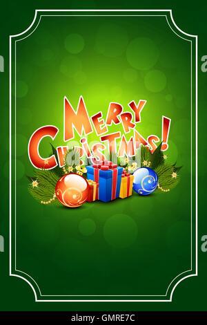 Merry Christmas greeting card, invitation. Deer animal with Christmas ...