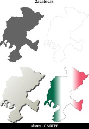 Empty vector map of Zacatecas, Zacatecas, Mexico, printable road map ...