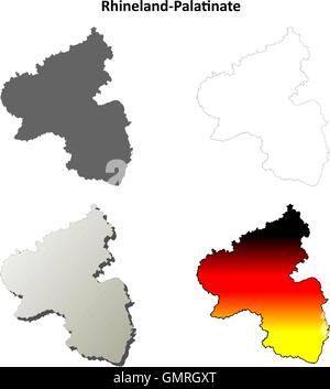 Rhineland-Palatinate State outline map isolated on white background ...