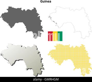 Guinea Map. Guinean Country Map. Guinea-Conakry Black and White National Nation Outline ...