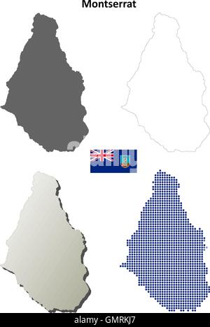 Montserrat Map Flag. Map of Montserrat with the flag isolated on white ...