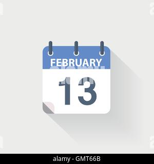 Calendar for each day on February 13. Greeting card. Holiday - World ...