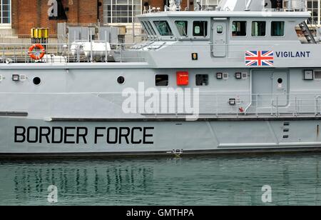 UK Border Force patrol boat, 'Vigilant' moored in the outer harbour at ...