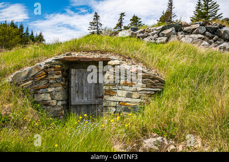 An in-ground root cellar at Elliston, Newfoundland and Labrador, Canada ...