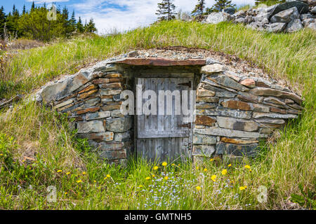 An in-ground root cellar at Elliston, Newfoundland and Labrador, Canada ...