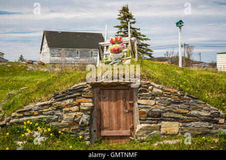 An in-ground root cellar at Elliston, Newfoundland and Labrador, Canada ...