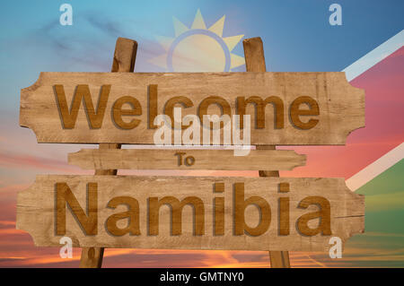 Welcome to Namibia sign on wood background Stock Photo - Alamy