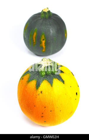 Round zucchini and slices on white background, top view Stock Photo - Alamy