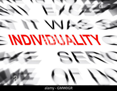 Blured text with focus on INDIVIDUALITY Stock Photo - Alamy