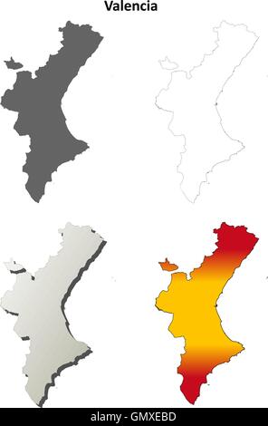 Valencia blank detailed outline map set Stock Vector Image & Art - Alamy