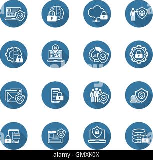 Data Connection Icons Set Cloud Computer Protection Database ...