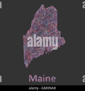 Maine line art map Stock Vector Image & Art - Alamy