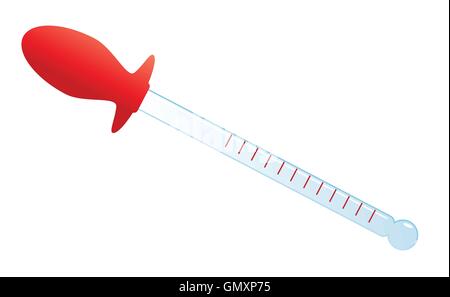 Pipette or glass eye dropper with red rubber top and liquid serum in ...