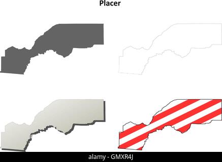 Placer County (California) outline map set Stock Vector Image & Art - Alamy