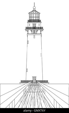 lighthouse outline drawing isolated on white vector illustration EPS10 ...