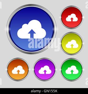 Backup icon sign. Round symbol on bright colourful buttons. Vector ...