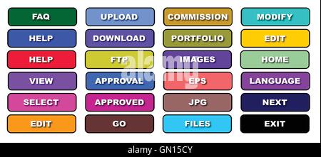 A collection of rectangle image based web icons on white Stock Vector ...