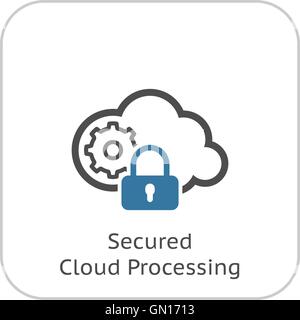 Secured Cloud Processing Icon. Flat Design. Isolated Illustration Stock Vector Image & Art - Alamy