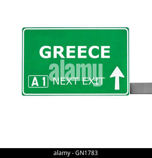 Greece road sign isolated on a white background Stock Photo - Alamy