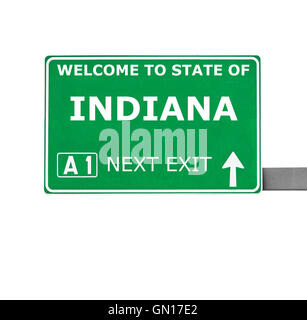Indiana on highway road sign over blue background, 3d rendering Stock ...