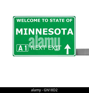 Welcome to Minnesota state concept on road sign Stock Photo - Alamy