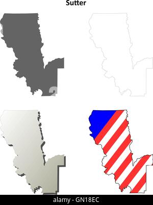 Sutter County (California) outline map set Stock Vector Image & Art - Alamy
