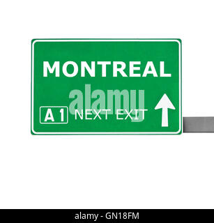 Green highway sign for Montreal Stock Photo - Alamy