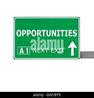 Opportunities Green Road Sign With Direction Arrow Isolated On White ...