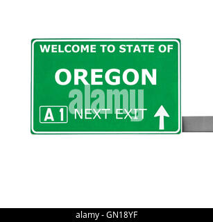 Welcome to Oregon sign on Highway 101 Stock Photo: 33663961 - Alamy