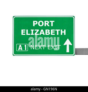 Port Elizabeth South Africa Highway Road Sign at Night 3D artwork Stock ...