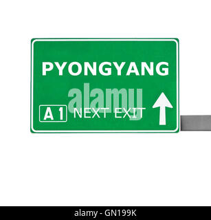 Pyongyang North Korea Highway Sign in a Breathtaking Sunset Sunrise 3D ...