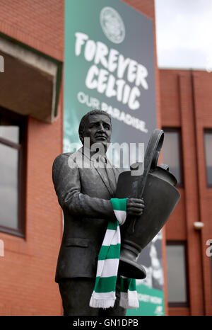 Jock Stein Statue outside Celtic park before the Scottish Premiership ...