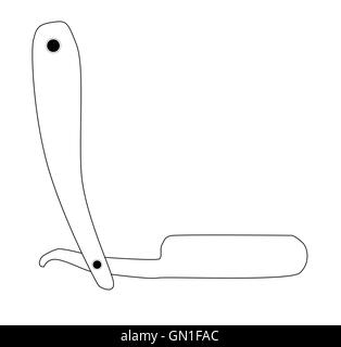 Barbers cut throat razor black outline over a white background Stock ...