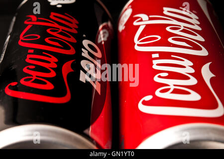 cans of Coca Cola - normal and diet coke Stock Photo - Alamy