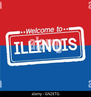 Vector illustration of the welcome state of Illinois road sign Stock ...