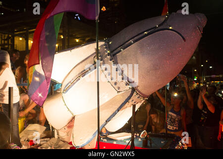 A float in the annual parade at the Rocket Festival in Yasothon ...