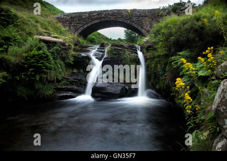 Waterfall at Three Shires Head and Panniers Pool Peak District Stock ...