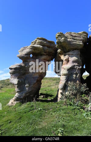 Caiplie Caves sandstone rock formation on Fife Coastal Path Scotland ...