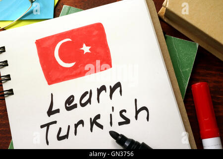 Learn turkish written in a notepad. Education concept Stock Photo - Alamy