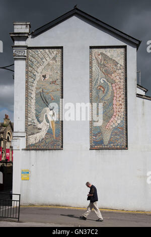 General view of Pontypridd High Street, in Pontypridd, South Wales, UK ...