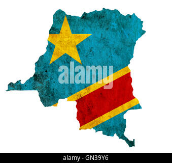 Vintage paper map of Congo Democratic Republic Stock Photo - Alamy