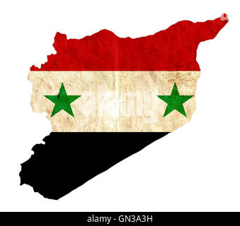 Syria map shape with waving flag background. Alpha channel outline of ...