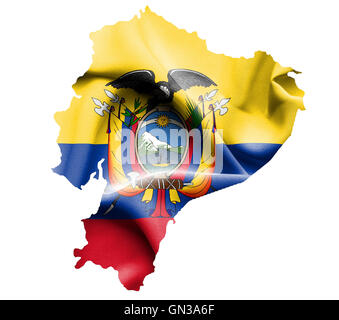 Flag on the map of Ecuador. Vintage Map and Flag of South American ...
