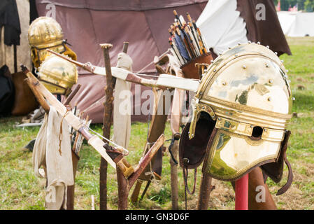Late roman ridge helmet at a reenactment, Spetchley Park ...